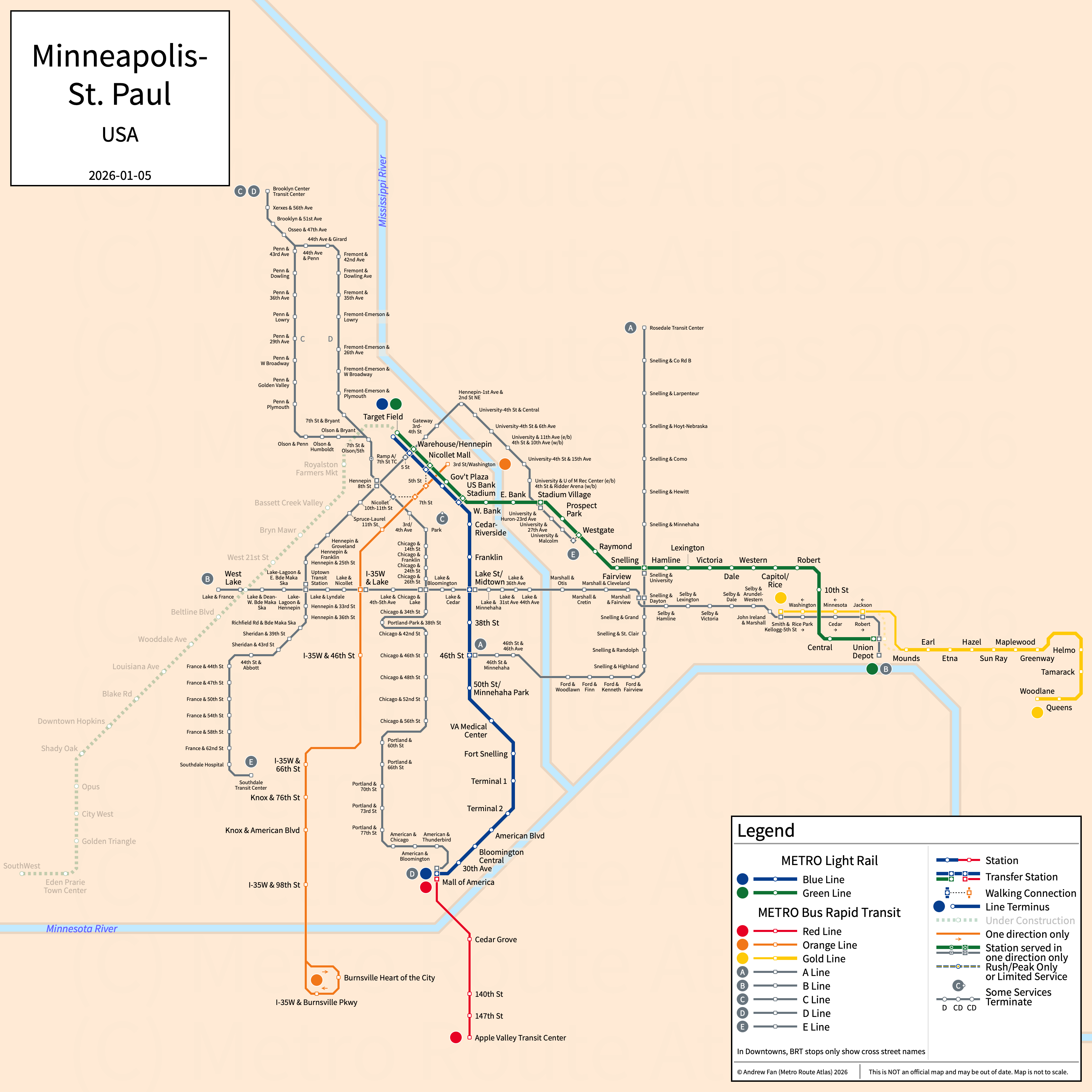 Metro Route Atlas - Minneapolis-St. Paul, Minnesota, USA